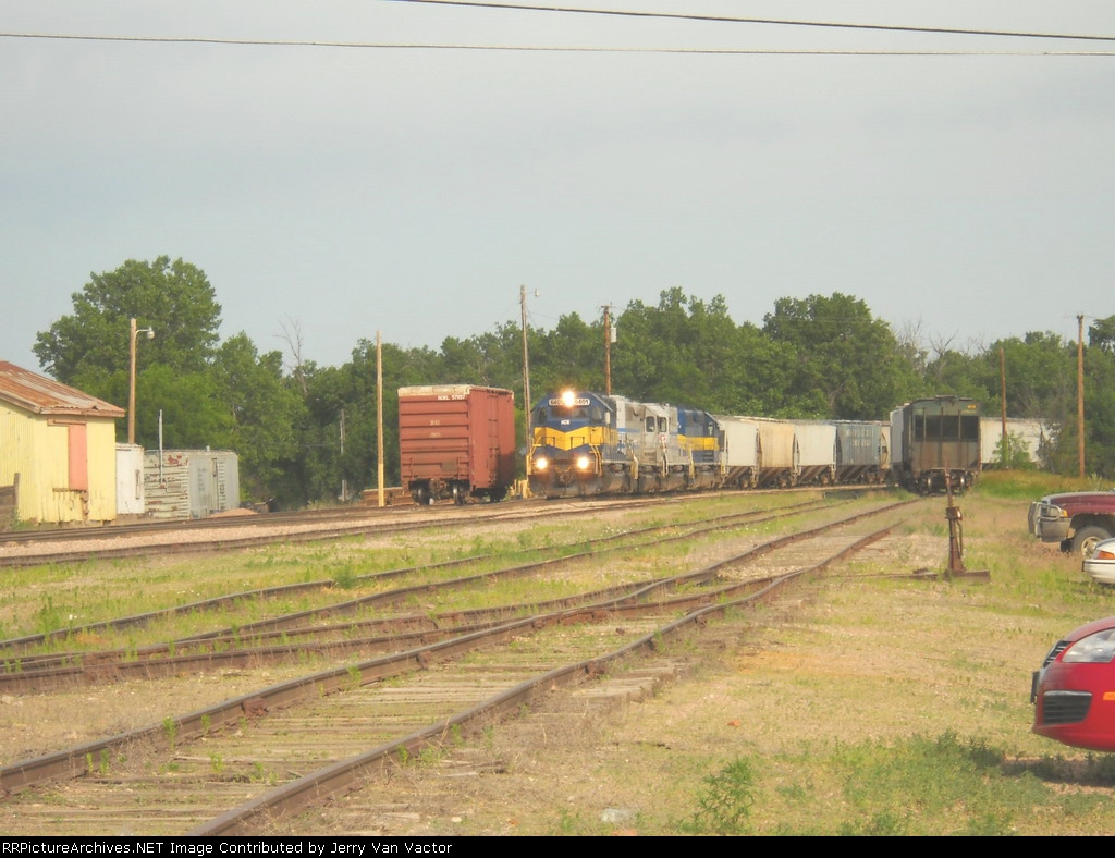 ICE 6401 at the west end of the Belle Fourche yard. From here the train will back up and lose ...